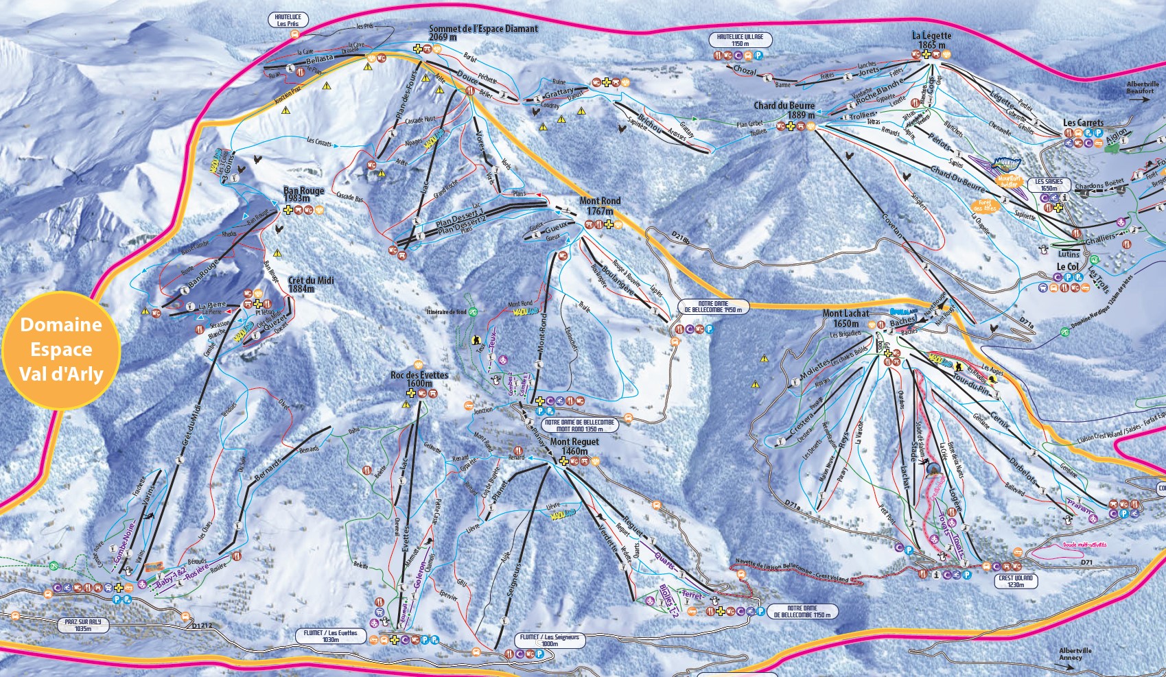 plan des pistes de La station de ski de Flumet