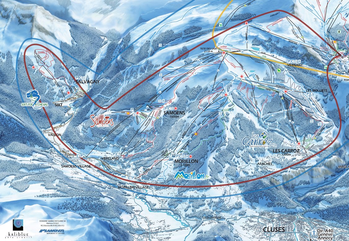 plan des pistes de La station de ski de Samoens